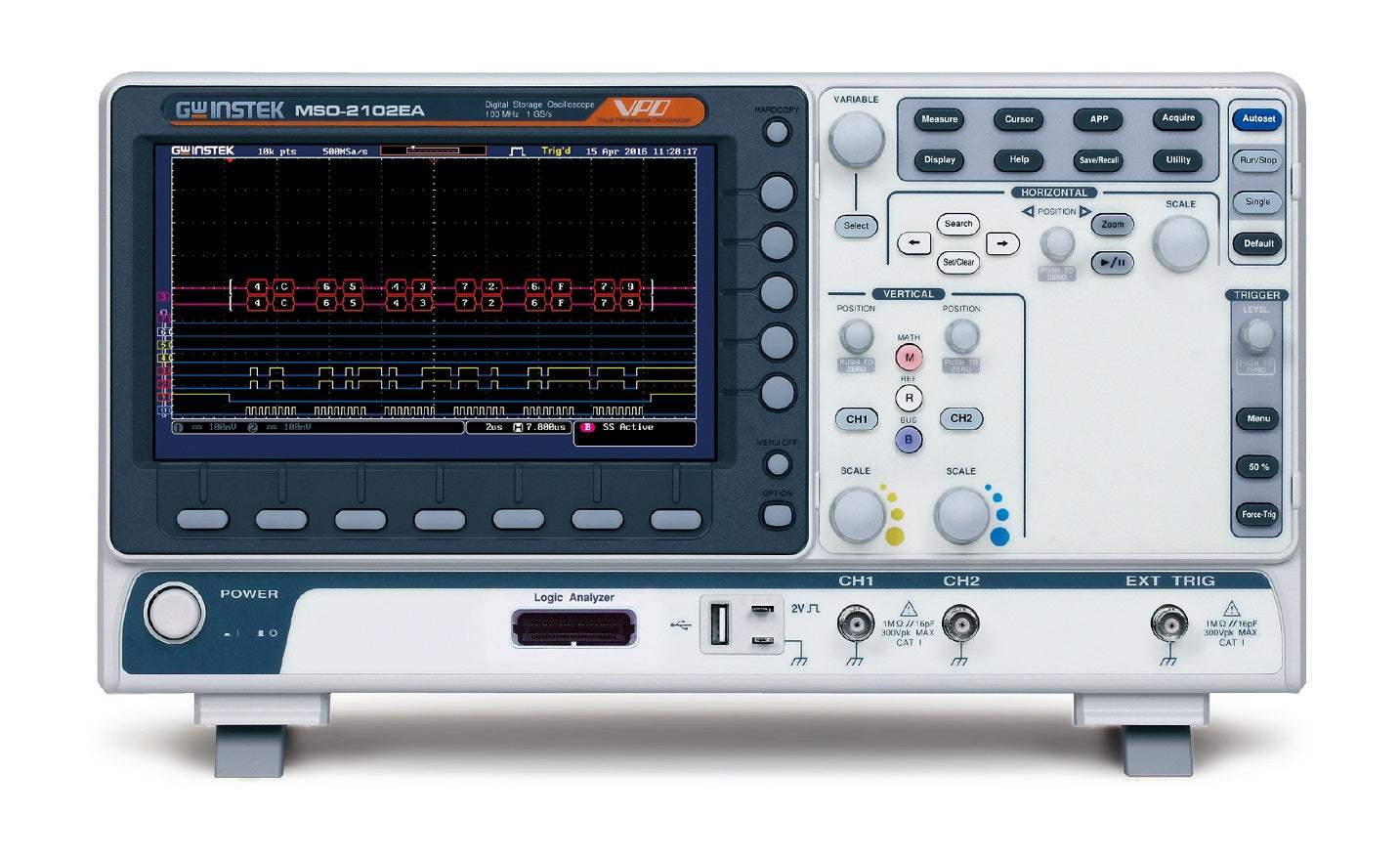 MSO-2102EA Instek 100 MHz 2+16 Channel Mixed Signal Oscilloscope New ...